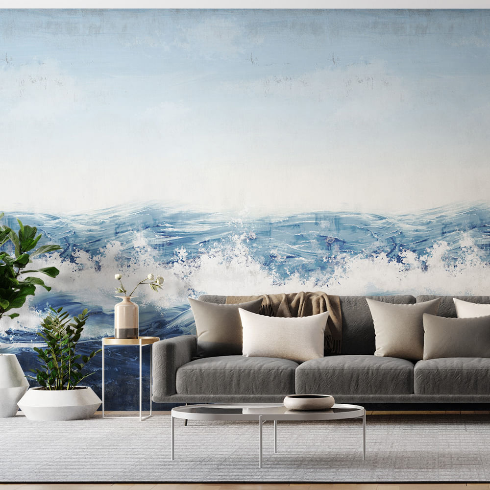 Painel de Parede Mar Realista Azul e Azul Marinho - uau! bobinex