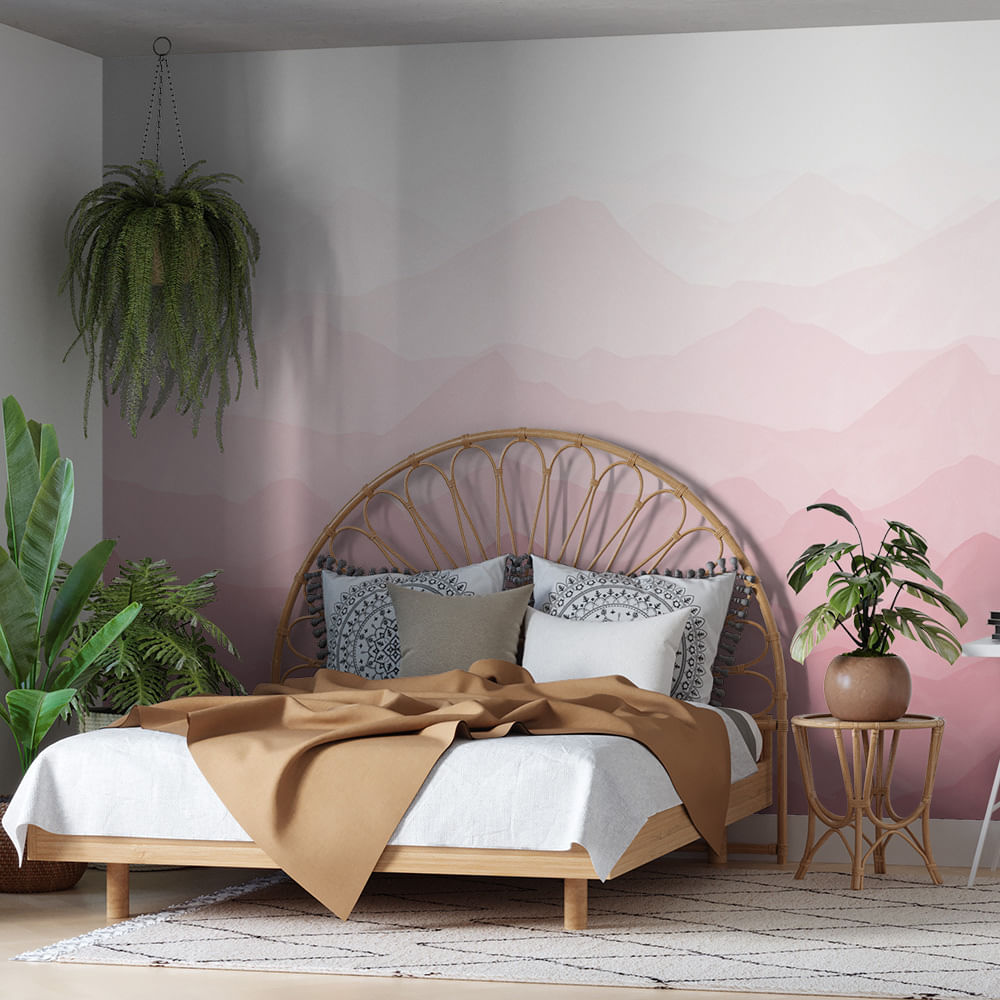 Painel de Parede Montanhas Degradê Rosa - uau! bobinex