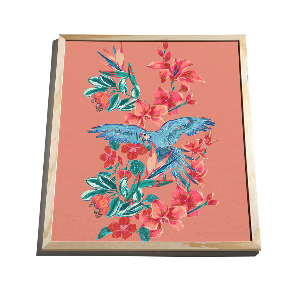 Quadro Flor de Arara III Rosa e Azul - uau! bobinex
