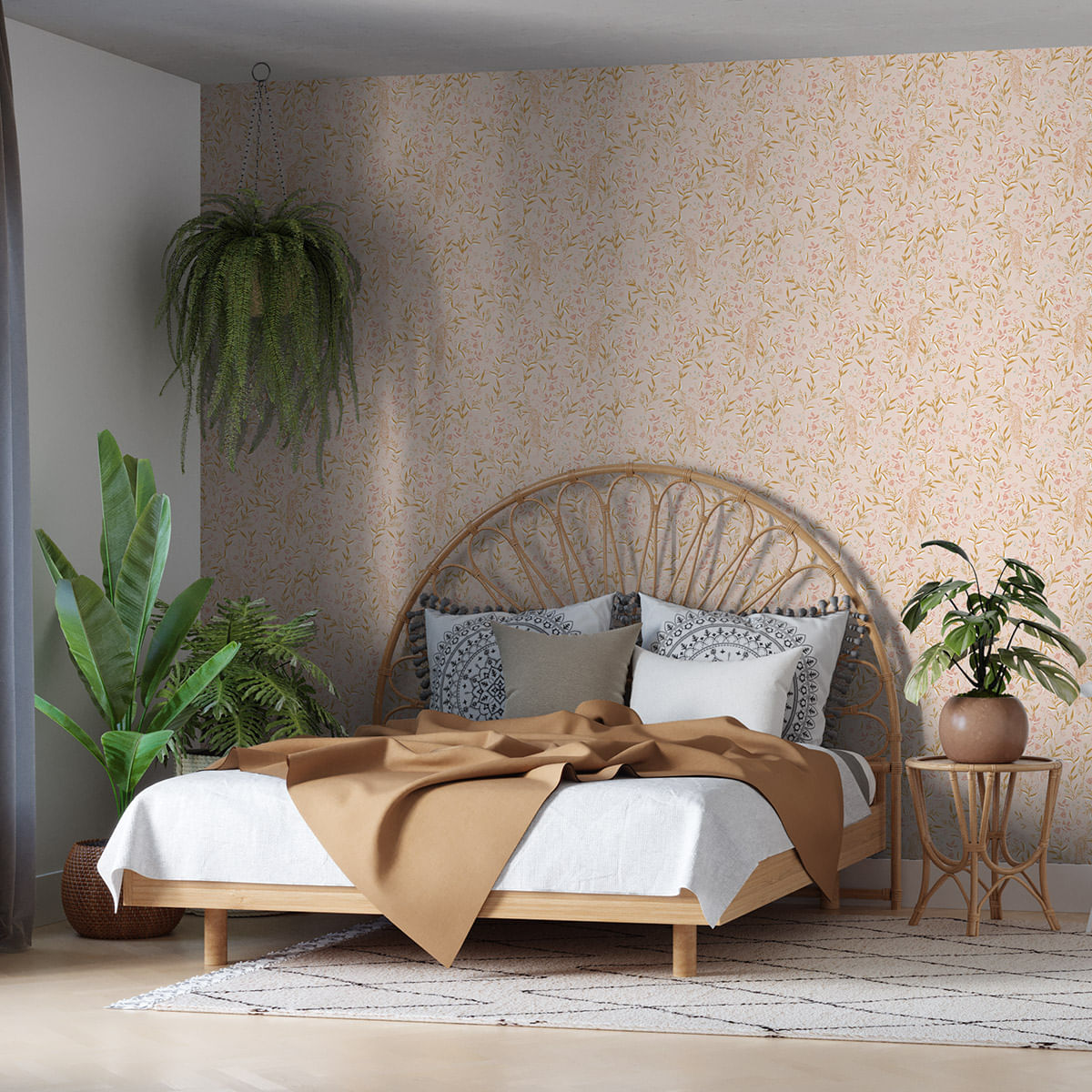 Papel de Parede Tigresa Bege e Rosa - uau! bobinex