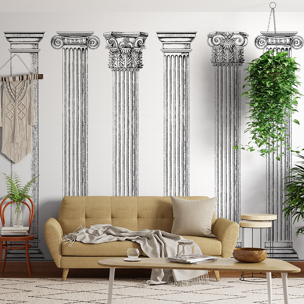 Painel de Parede Fileira Colunas Branco e Preto - uau! bobinex